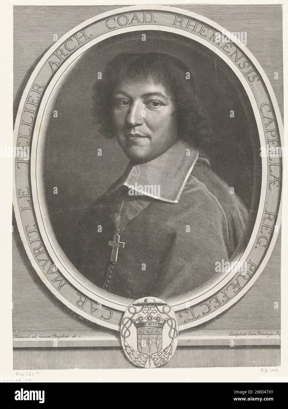 Portret van Charles-Maurice Le Tellier, Robert Nanteuil, 1670 print ...