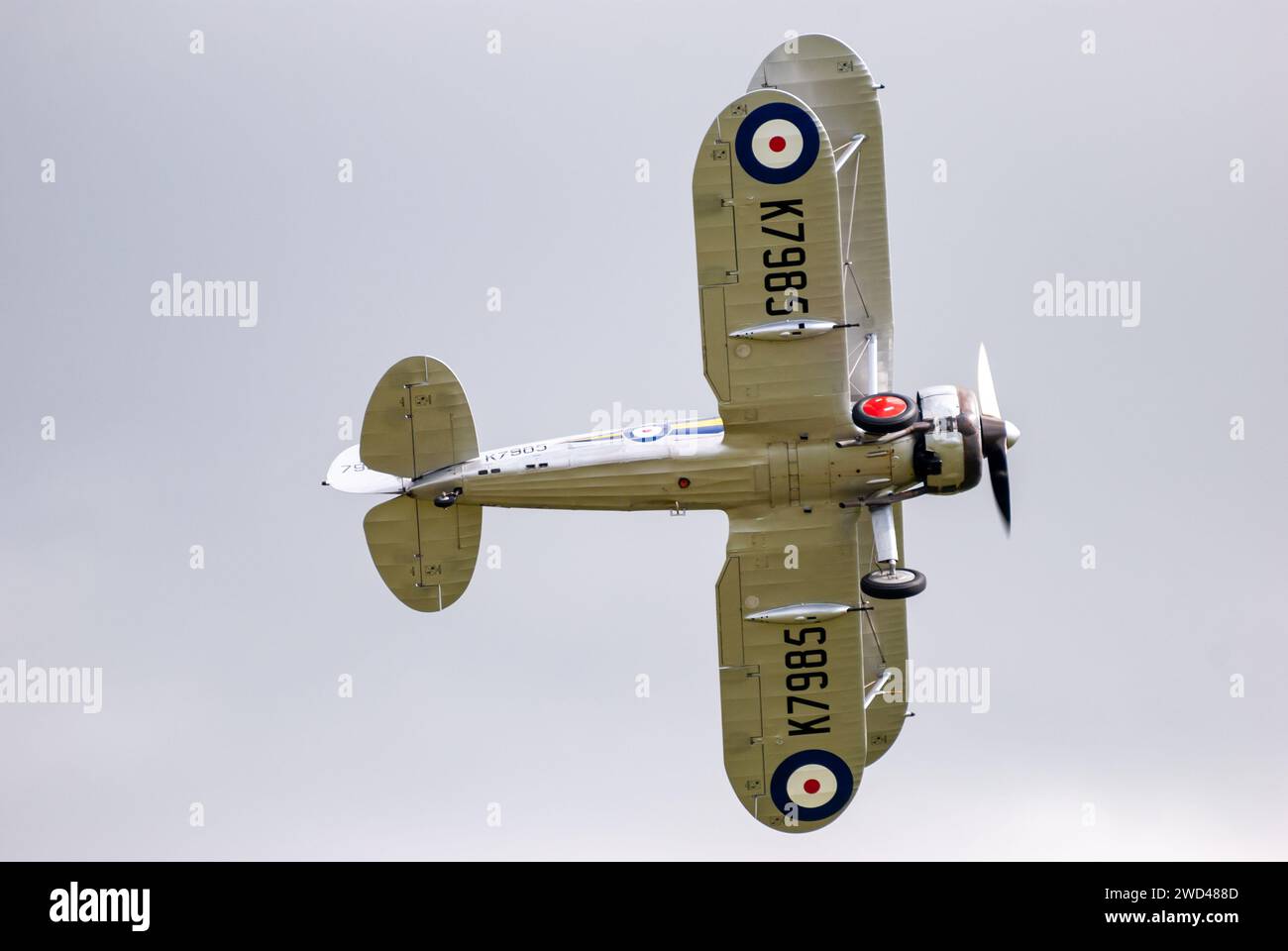 Gloster Gladiator K7985 (G-AMRK) 1930's RAF biplane flying on the ...