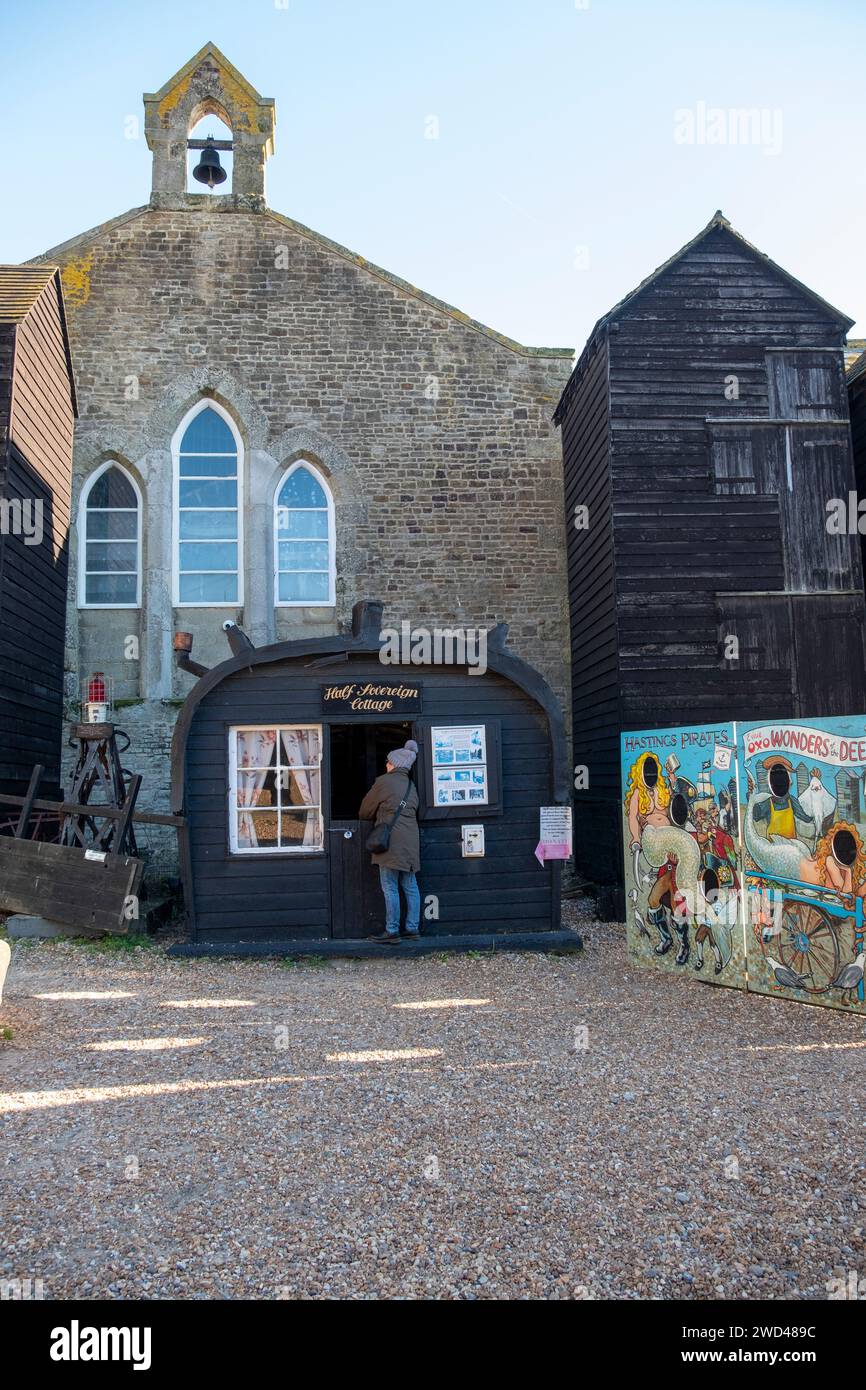 half Sovereign Cottage, Hastings seafront stade, by Fisherman's Museum ...