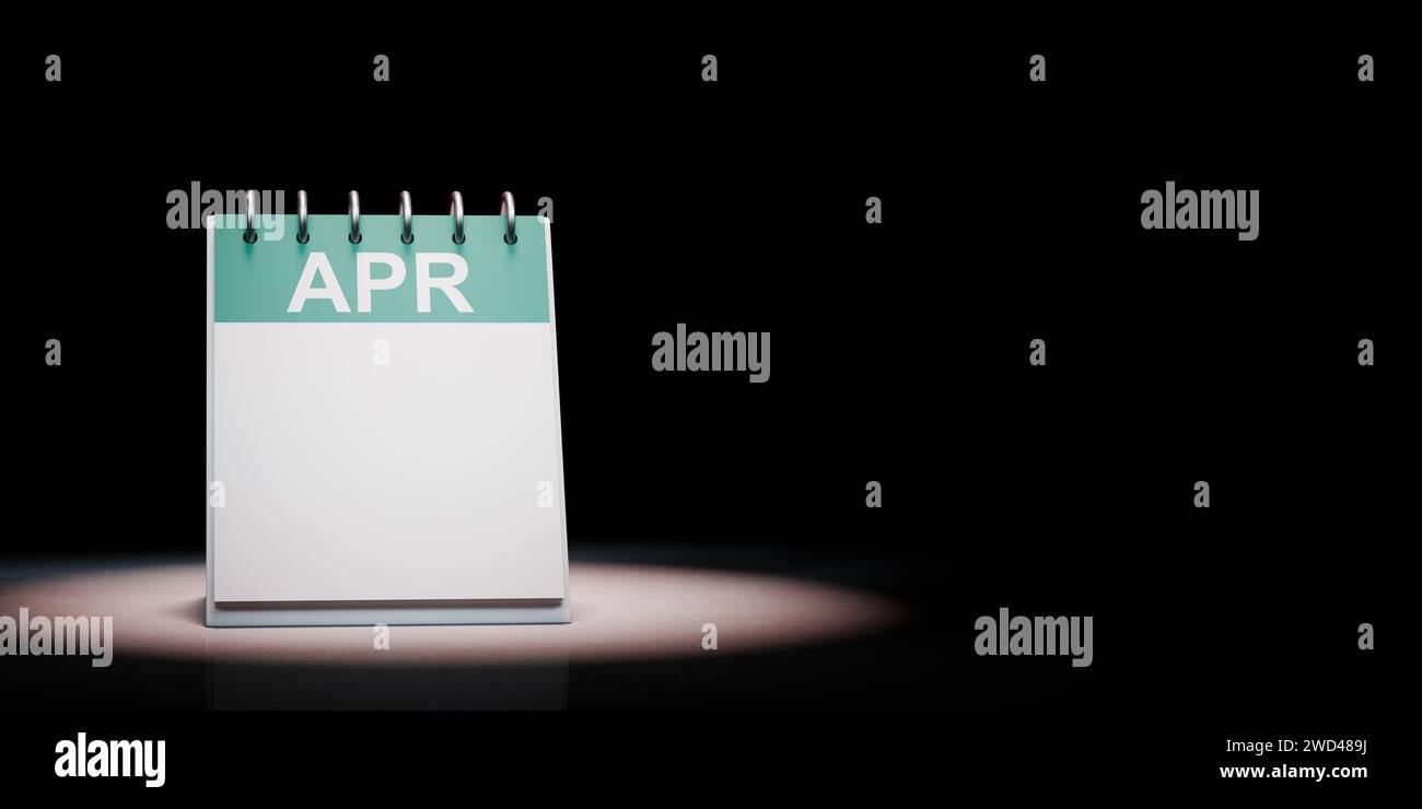 April Calendar Spotlighted on Black Background, Blank Day Stock Photo ...