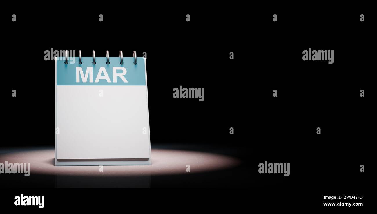 March Calendar Spotlighted on Black Background, Blank Day Stock Photo ...