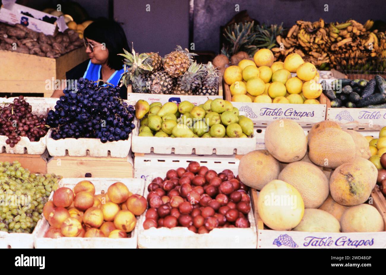 Oranjestad Aruba - Fresh fruits in the open waterfront marketplace ca ...