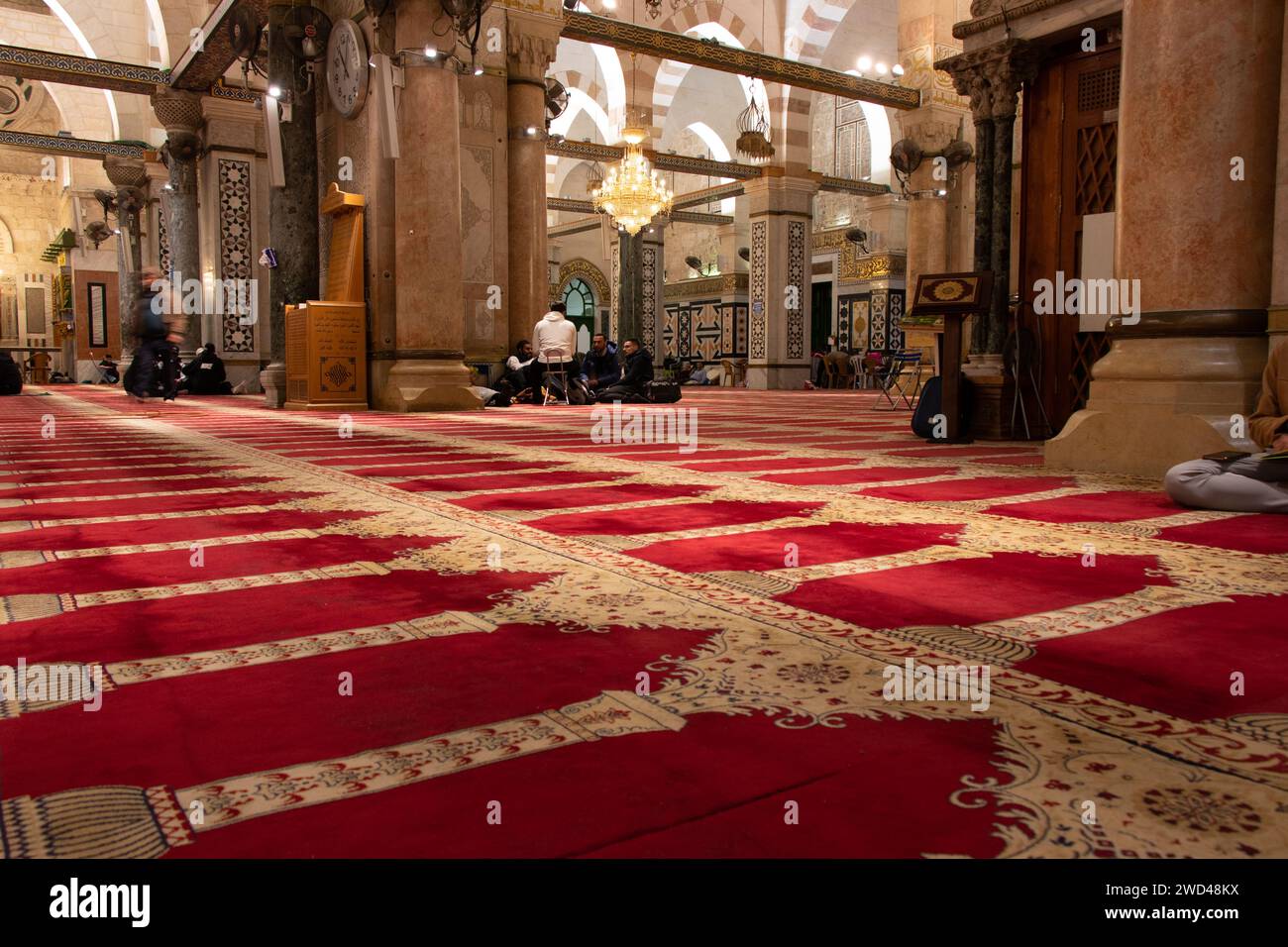 Aqsa Mosque at night of Ramadan. Muslims who are doing itikaf at the ...