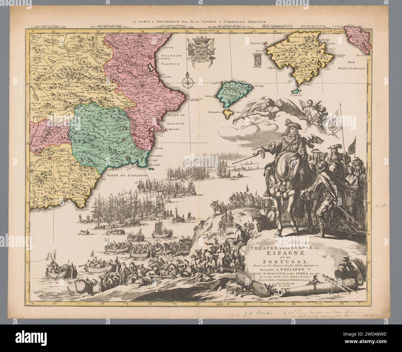 Map of Spain and Portugal, ca. 1710, Jan Luyken, 1710 print Map with ...
