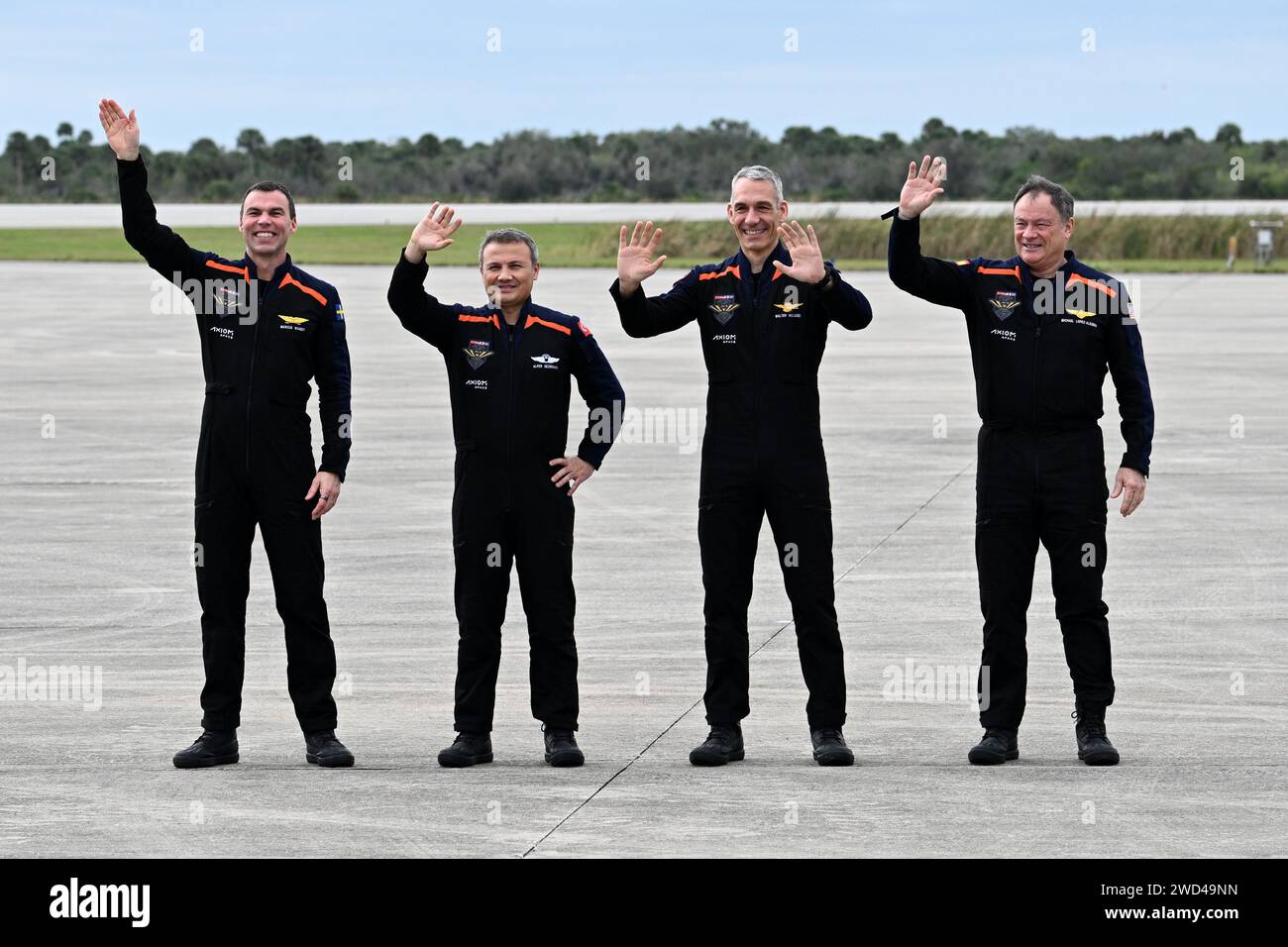 The Axiom 3 crew arrives the Landing Facility at the Kennedy Space ...