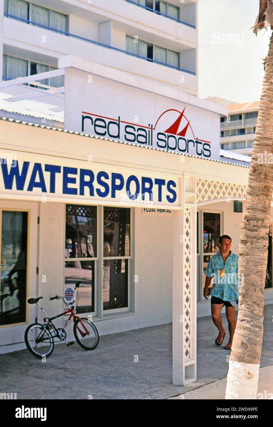 The beach area by the Aruba Hyatt resort includes the Red Sail Sports ...