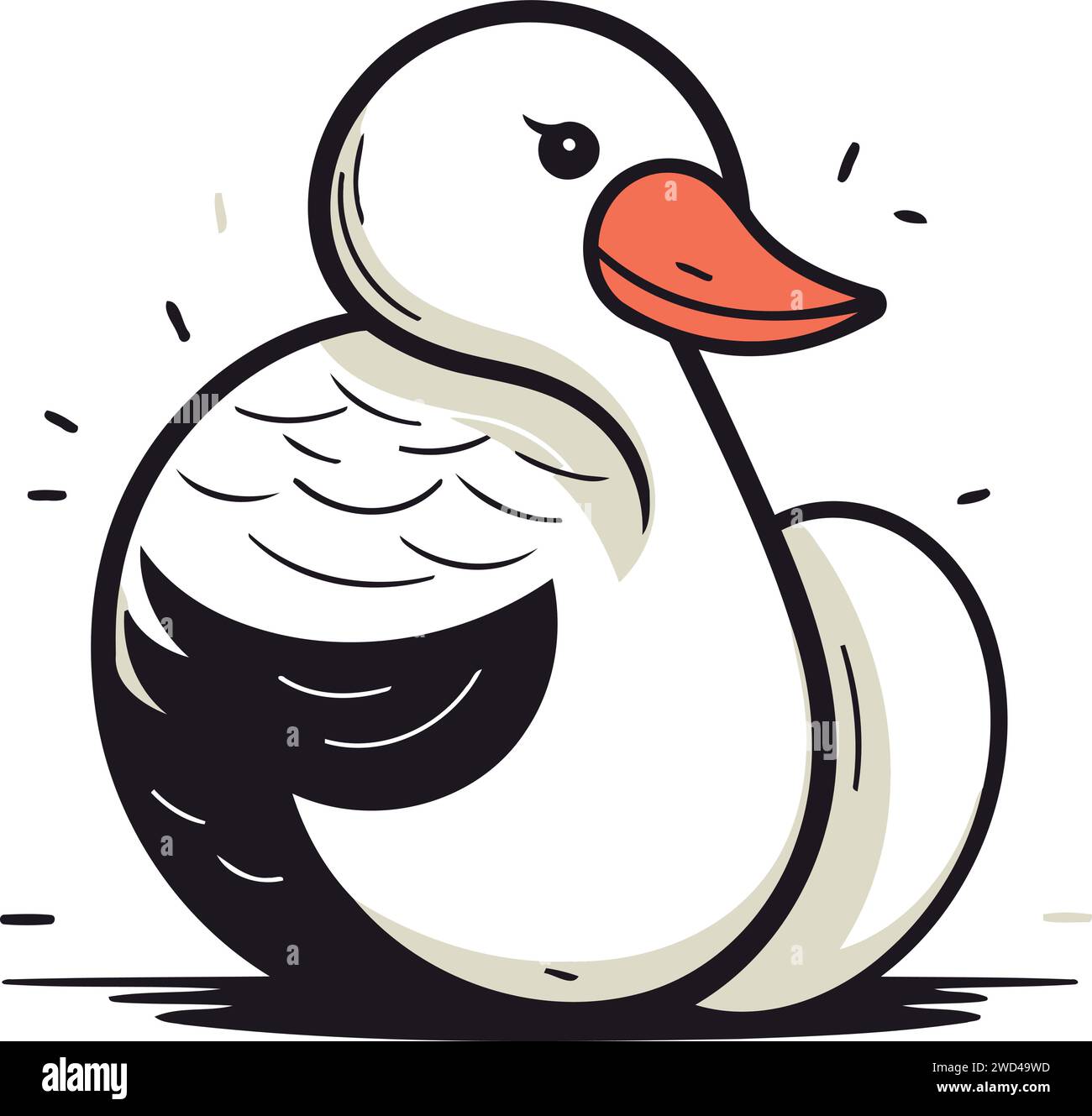 illustration of a cute duck on a white background. Vector illustration ...