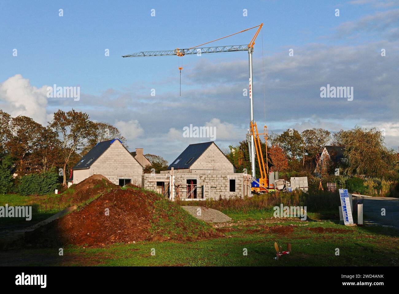 New house construction site in Nizon, Pont-Aven, Finistere, Bretagne ...
