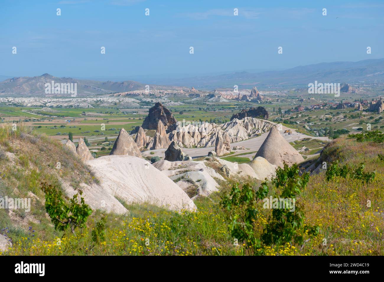 Fairy chimneys aerial view in Goreme Historic National Park in ...