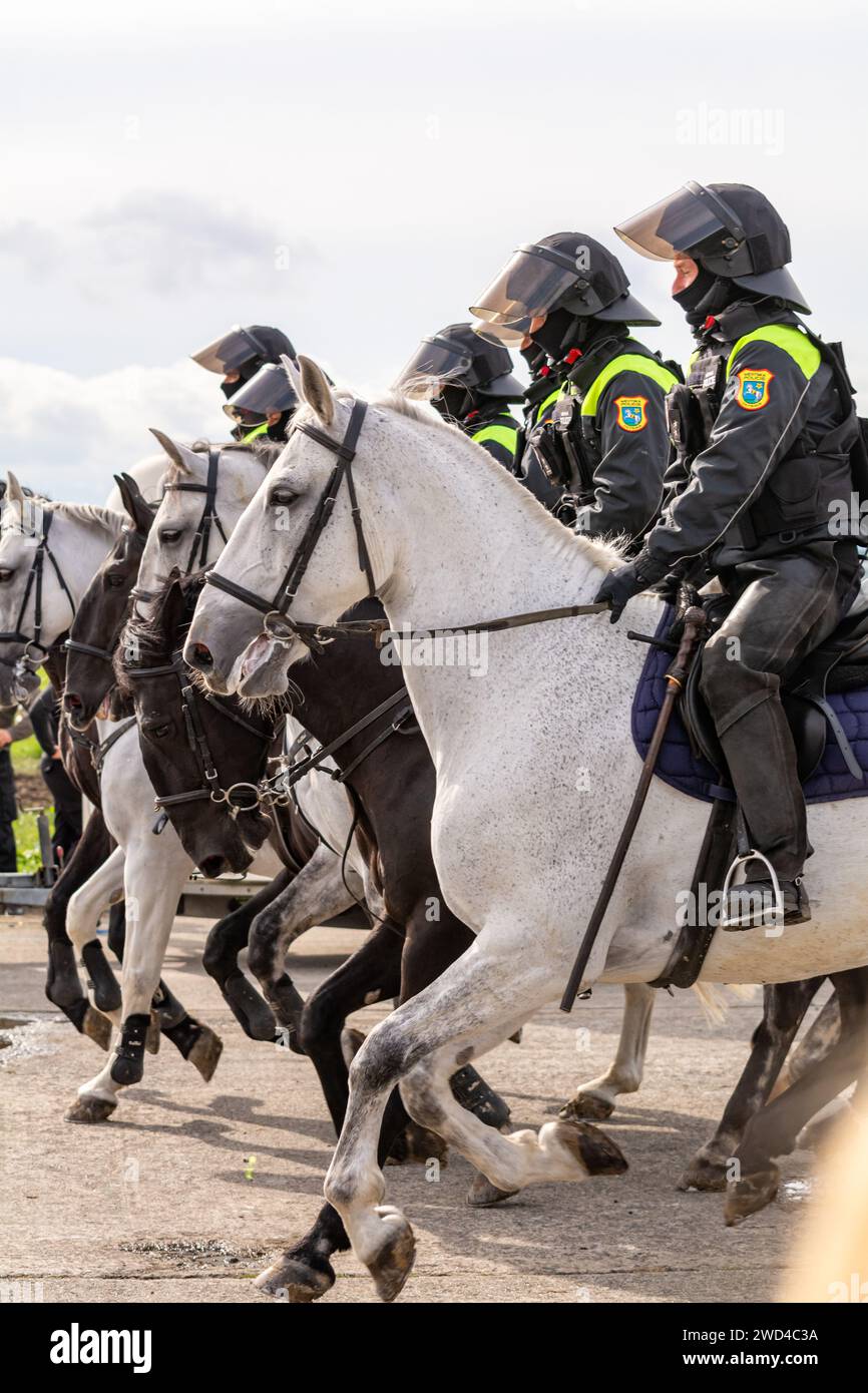 Riot police on horseback. Czech Republic city police officers mounted ...