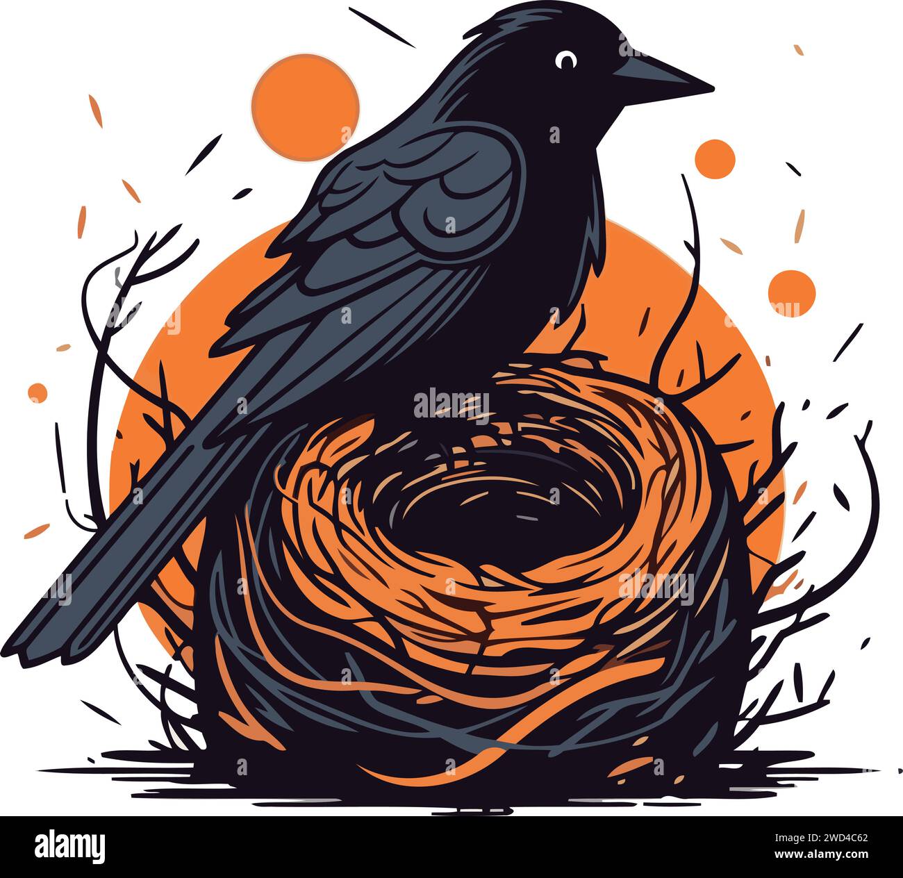Crow bird nest Stock Vector Images - Alamy