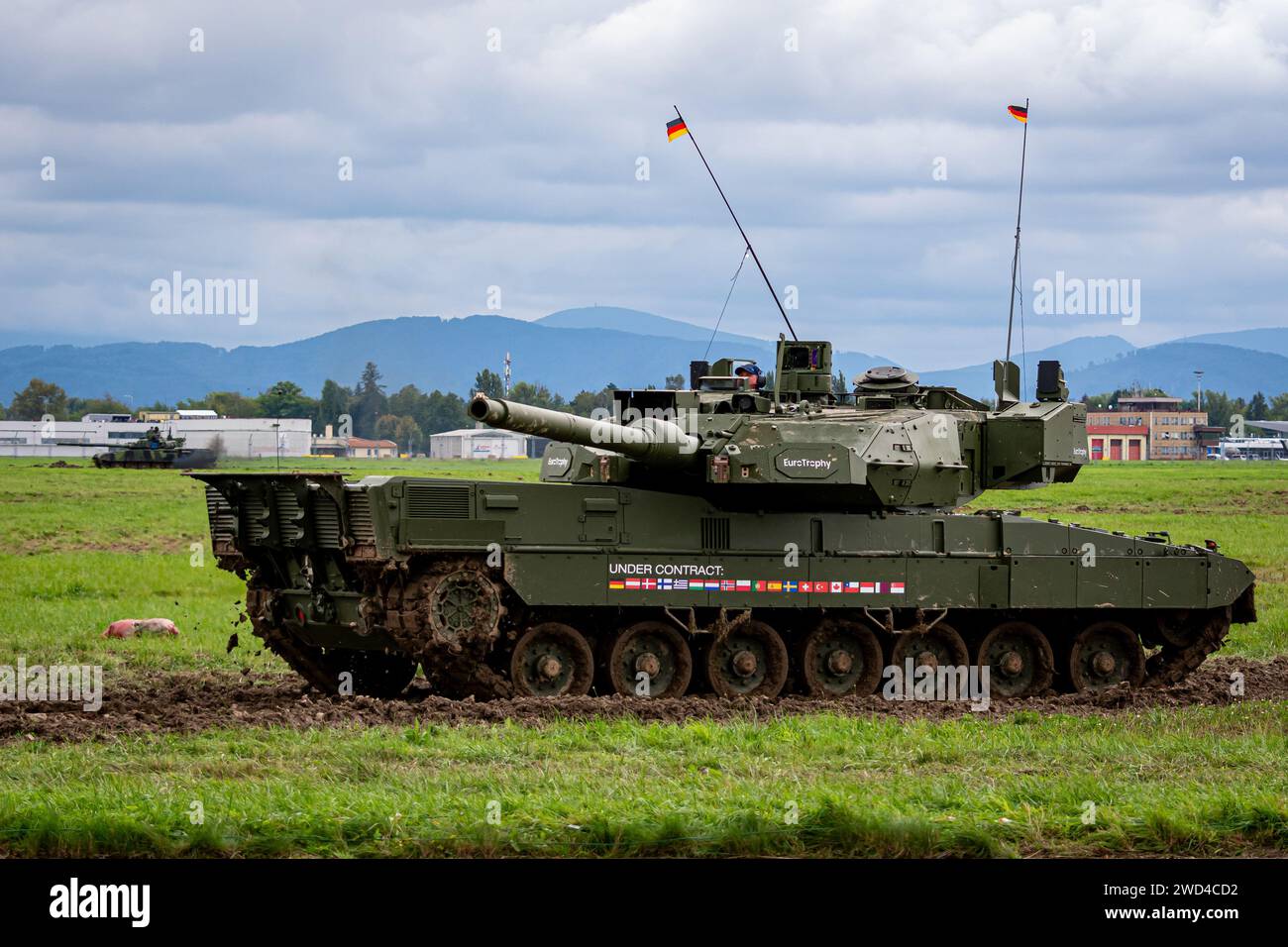 Leopard 2 Third generation German made main battle tank (MBT) - Euro trophy version driving on ...