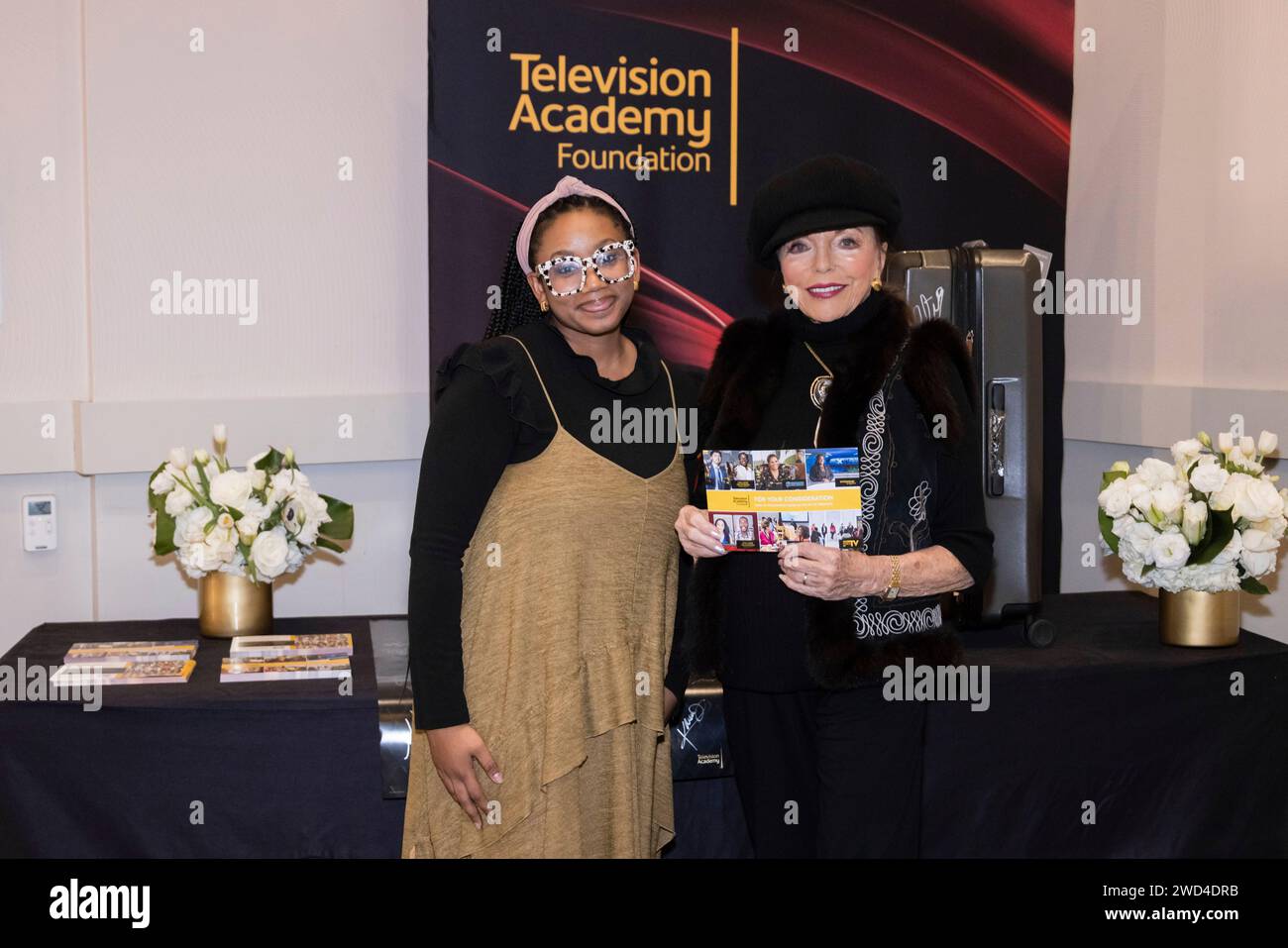 Joan Collins visits the Backstage Creations Giving Suite benefitting the Television Academy ...