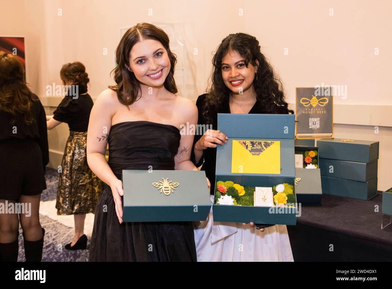 Sammi Hanratty and Nuha Jes Izman visit the Backstage Creations Giving Suite benefitting the ...