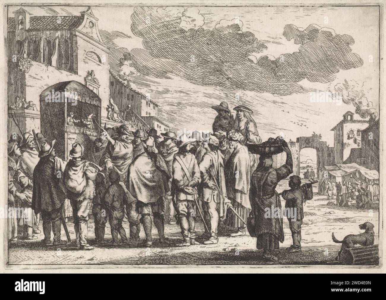 Puppet show in Rome, Cornelis de Wael, 1613 - 1667 print Spectators ...