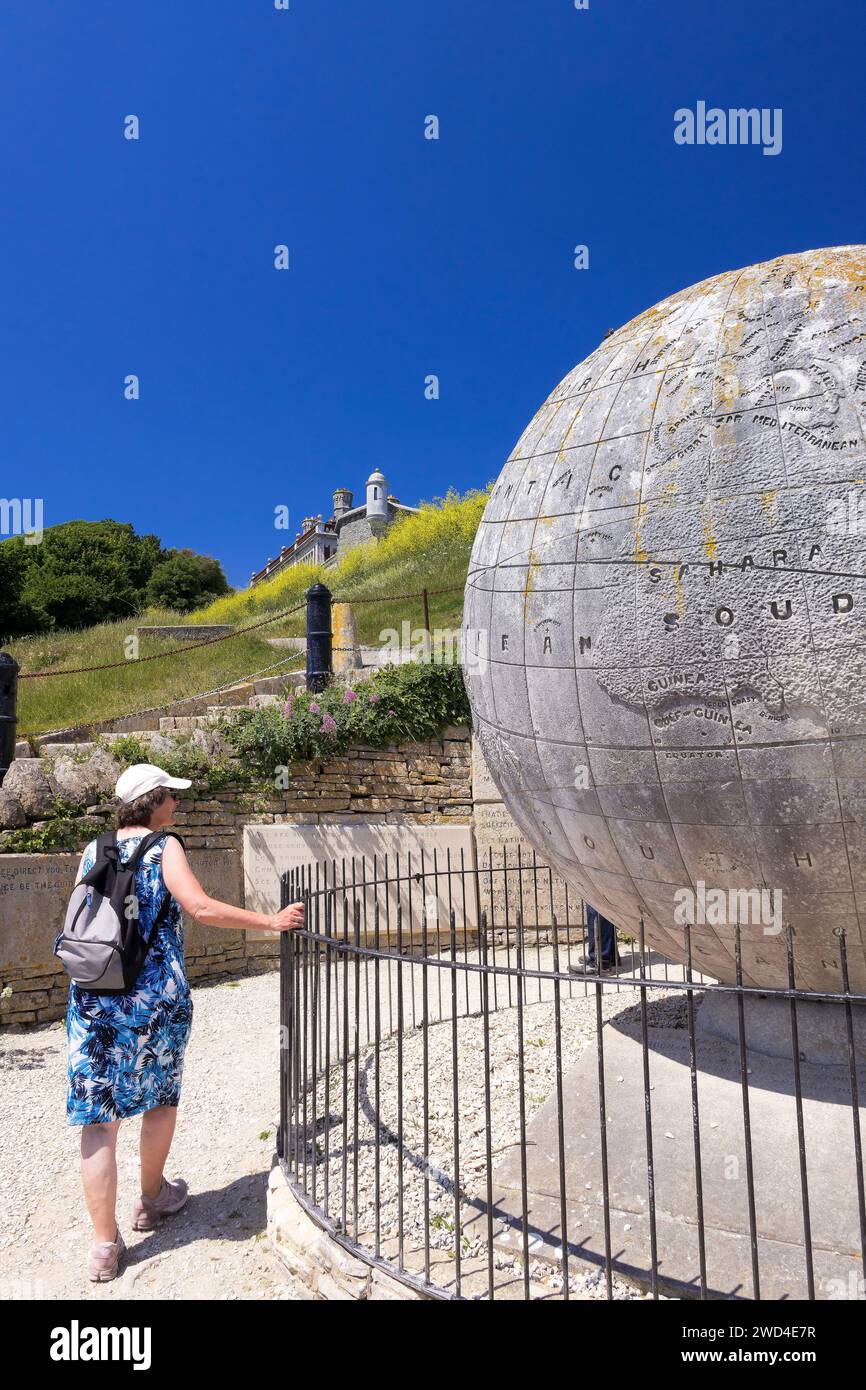 Tourist explore at Durlston Country Park, Swanage, Dorset UK Stock ...