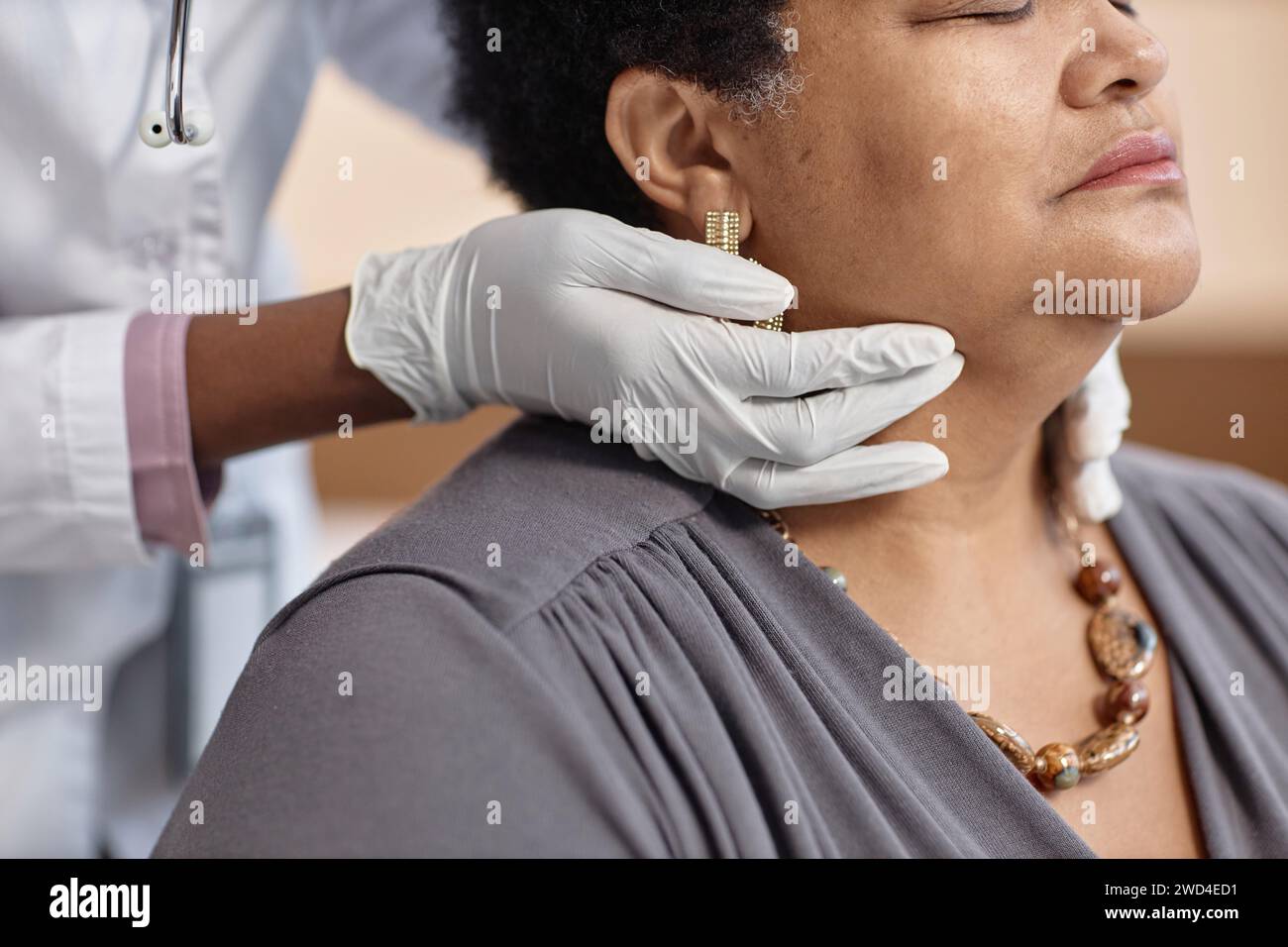 Hands of Physician Palpating Patients Neck Stock Photo - Alamy