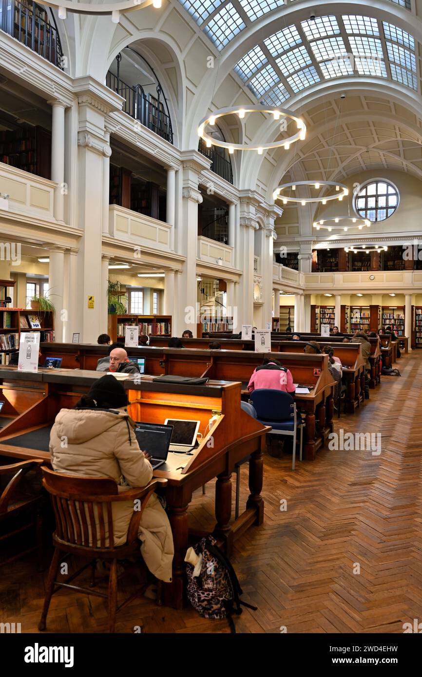 Interior of Bristol Central Library, reading with personal computer ...