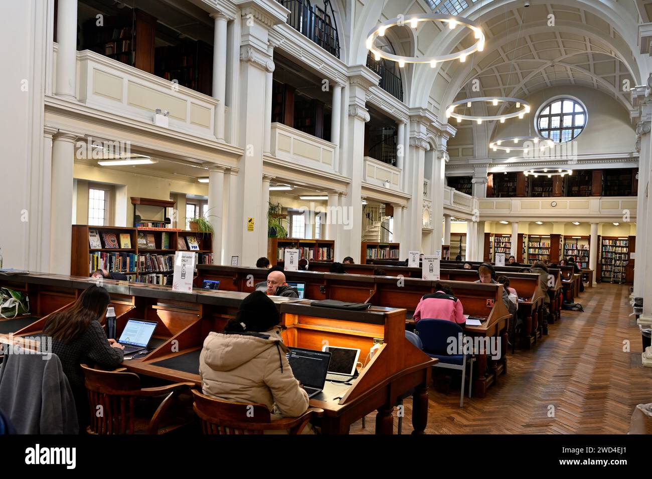 Interior of Bristol Central Library, reading with personal computer ...