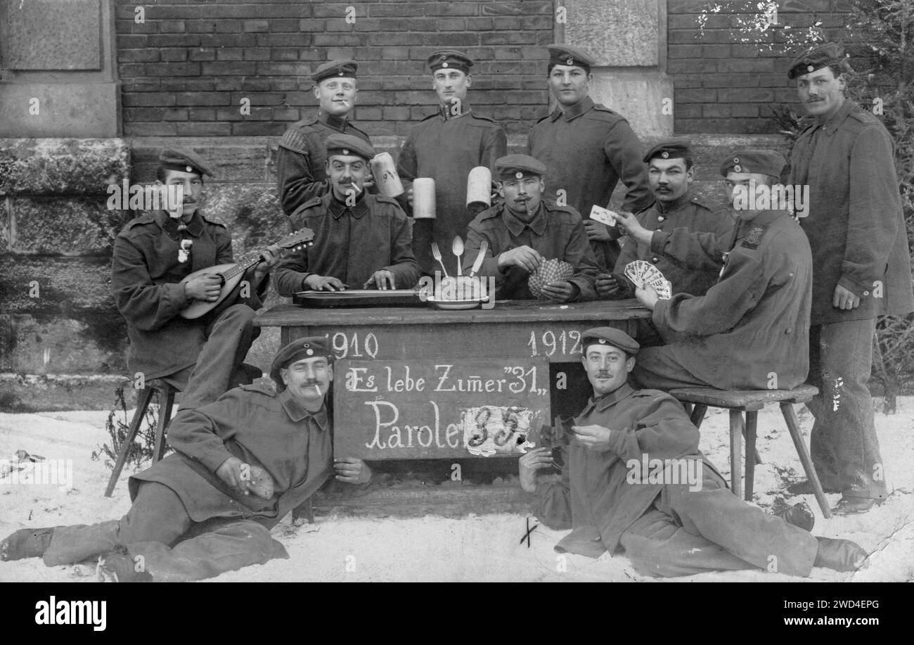 Antique outdoor photo of a military unit. Bavaria, Germany. Circa 1912 ...
