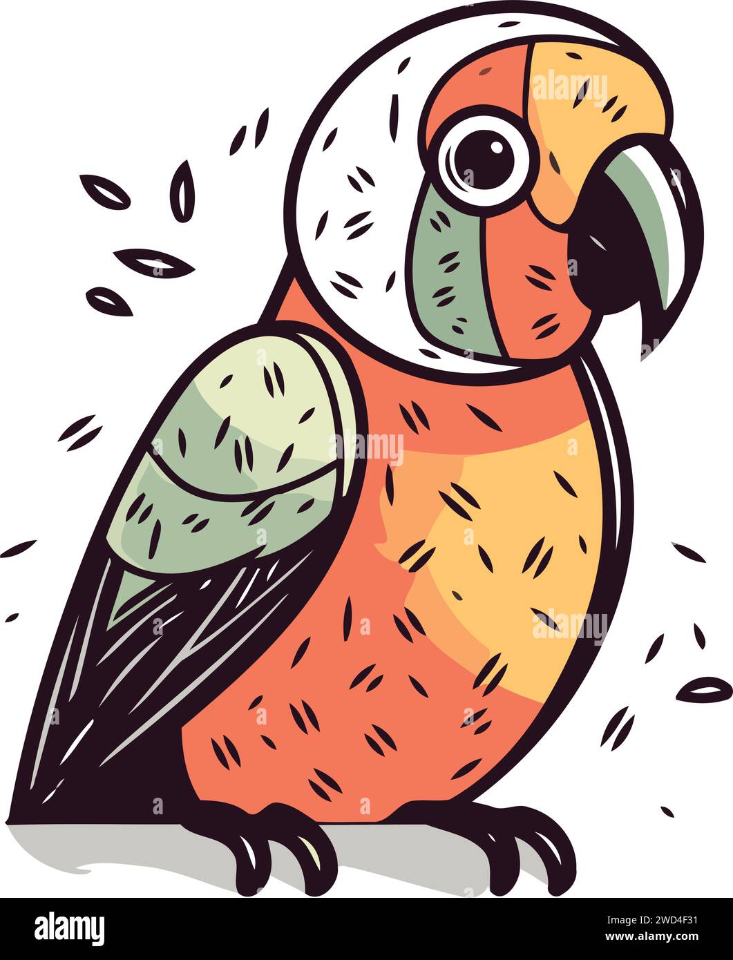 Parrot. Hand drawn vector illustration. Isolated on white background ...
