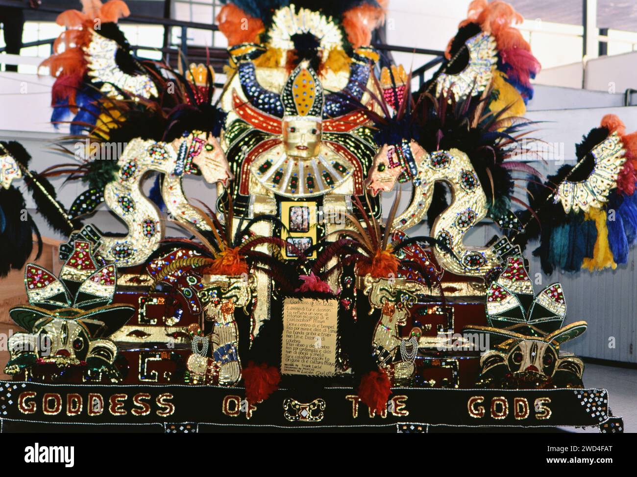 Elaborate carnival decoration / costume welcomes visitors at the ...