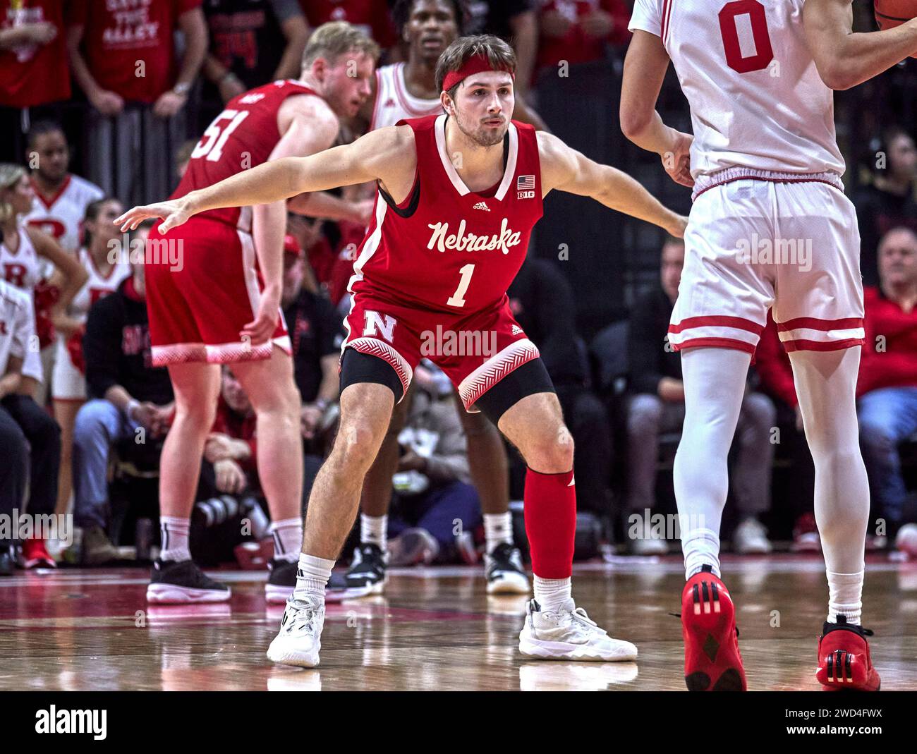 Nebraska Cornhuskers guard Sam Hoiberg (1) defends Rutgers Scarlet ...