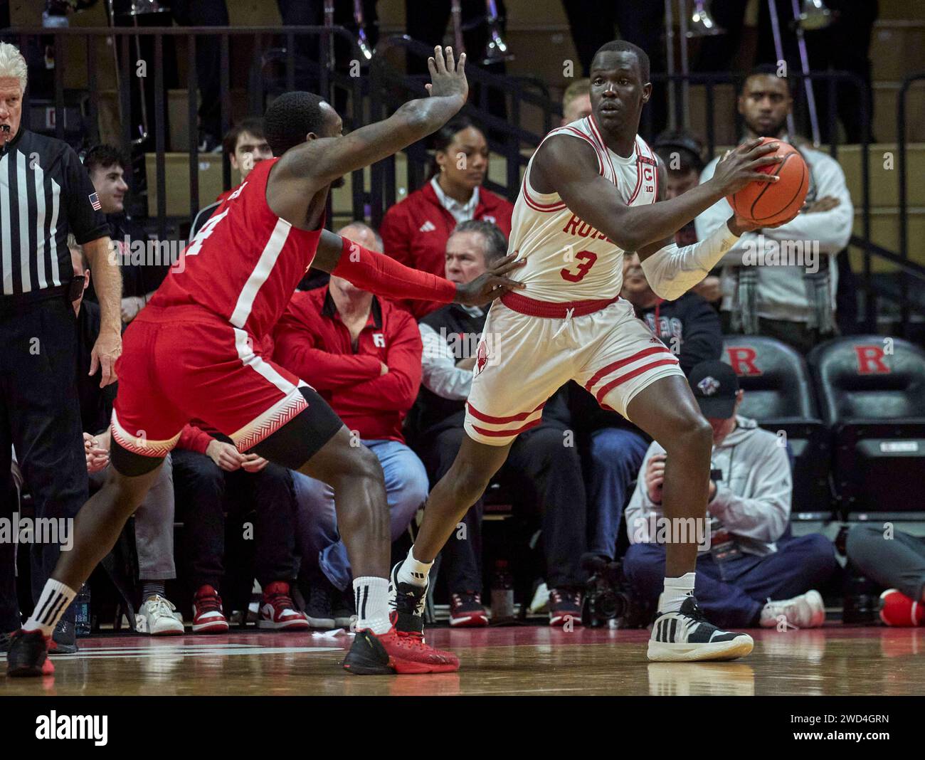 Rutgers Scarlet Knights forward Mawot Mag (3) looks to pass as Nebraska ...