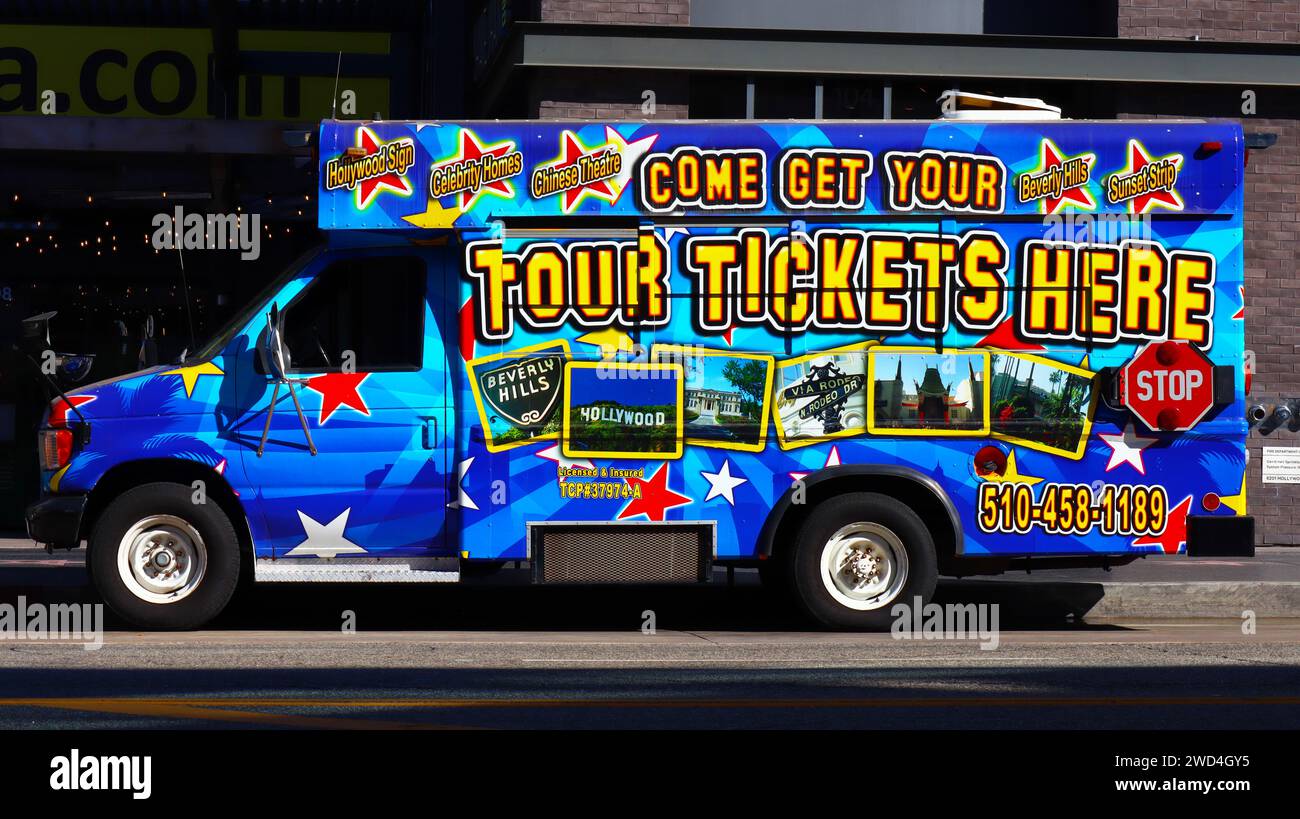 Hollywood, California: Hollywood Tour Tickets Van Stock Photo - Alamy