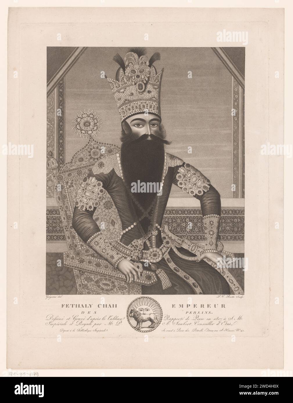 Portret Van Fath-Ali Shah Qajar, Louis Charles Ruotte, after Albert ...