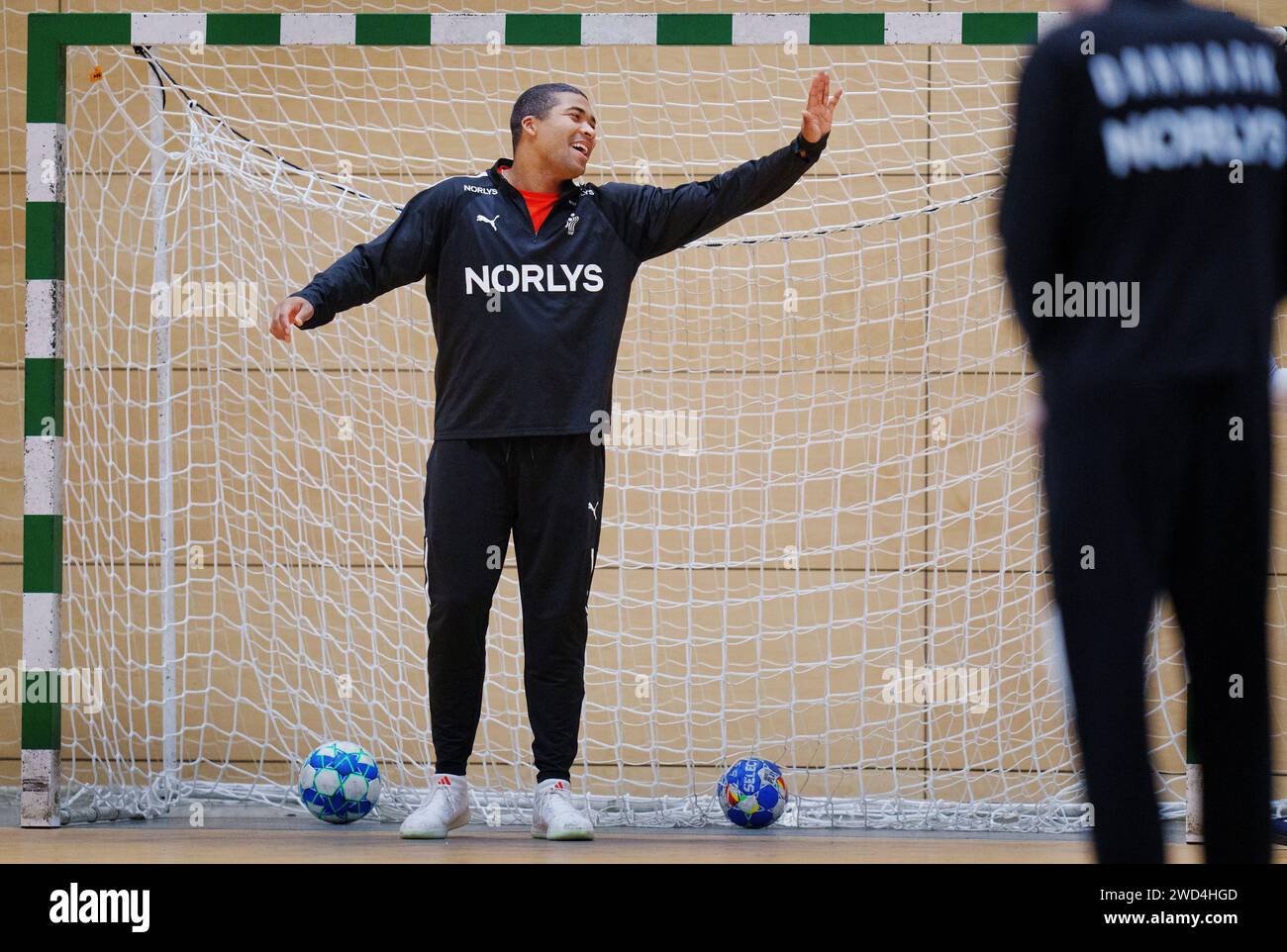 Danish player Mads Mensah Larsen during the national men's handball ...