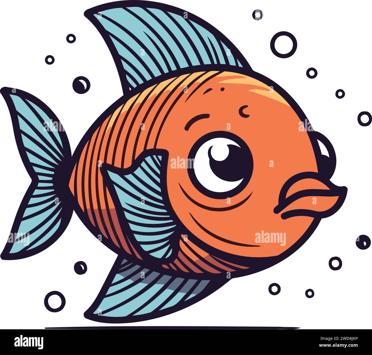 Cartoon fish. Vector illustration. Isolated on white background Stock ...