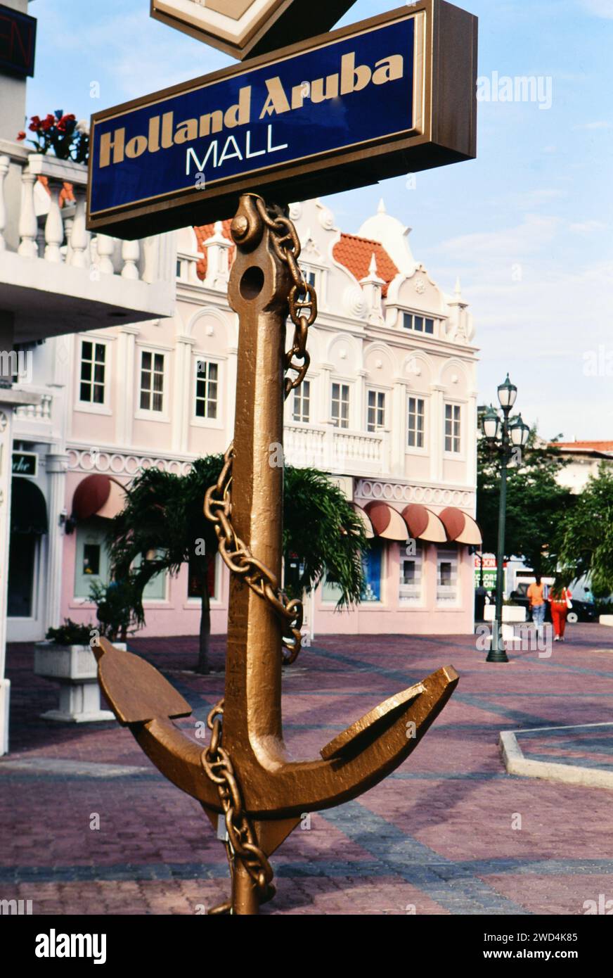 Shops in Oranjestad Aruba seen here at the Holland Aruba Mall ca. Mid ...