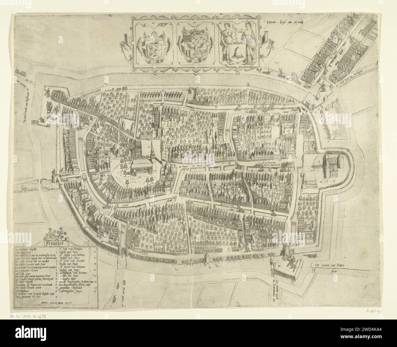 Map of Franeker, 1598, Pieter Bast, 1598 print Franeker in a nutshell ...