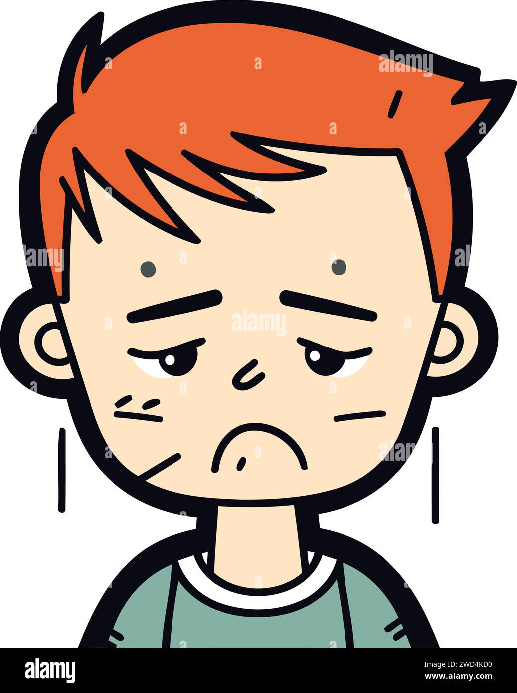 Illustration of a sad boy with facial expression. Vector illustration ...