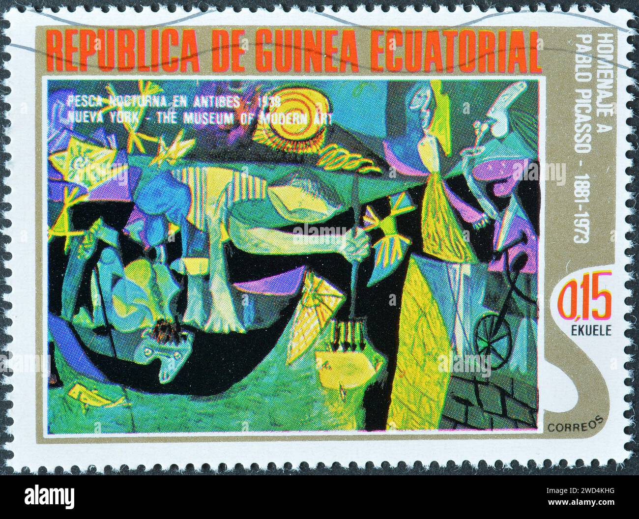 Cancelled postage stamp printed by Equatorial Guinea, that shows ...