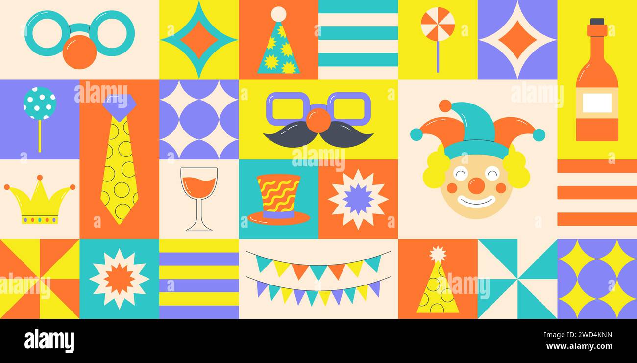 Cute carnival colorful geometric pattern. Purim holiday and festival ...