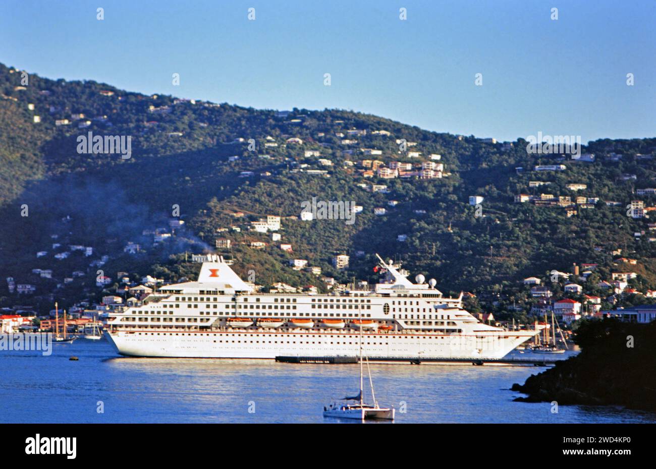 Cruise ship Windward in Charoltte Amalie, St. Thomas ca. 1993. Please ...