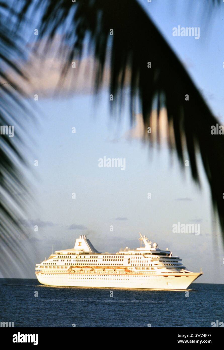 Cruise ship Windward heads toward Charlotte Amalie, St. Thomas ca. 1993 ...