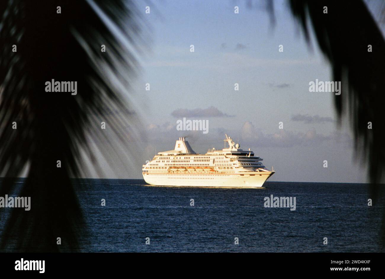 Cruise ship Windward heads toward Charlotte Amalie, St. Thomas ca. 1993 ...