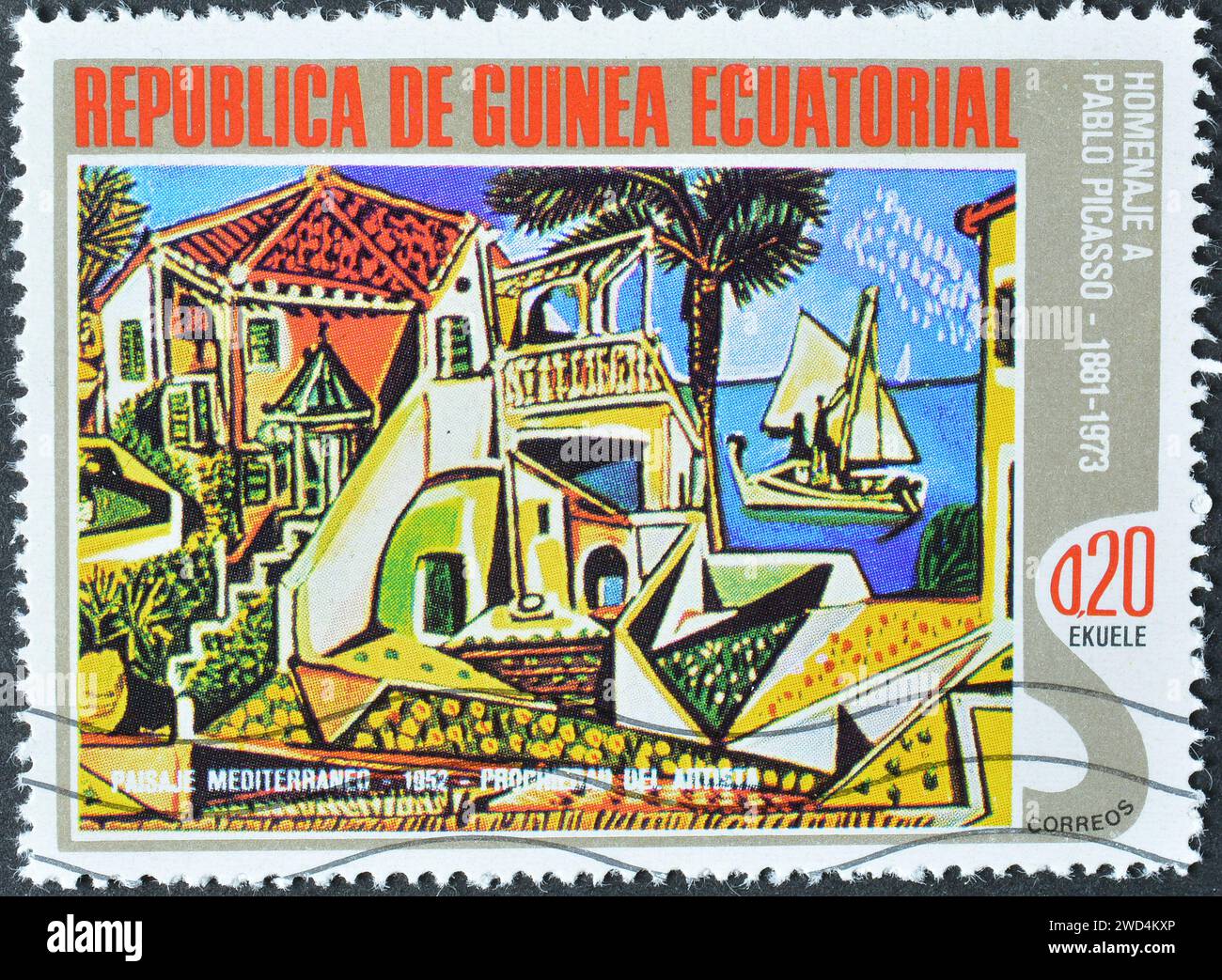 Cancelled postage stamp printed by Equatorial Guinea, that shows ...