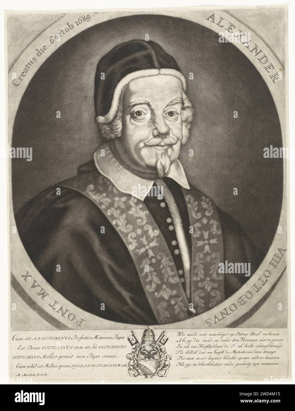 Portrait of Pope Alexander VIII, Matthijs van Marebeek, 1689 - 1699 ...