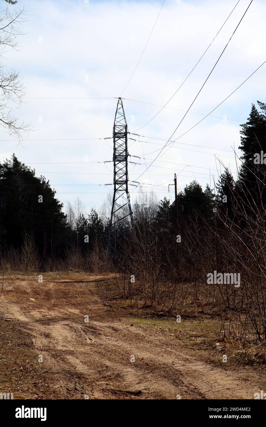 photograph, atmosphere, electricity, tower, cable, industry, forest ...