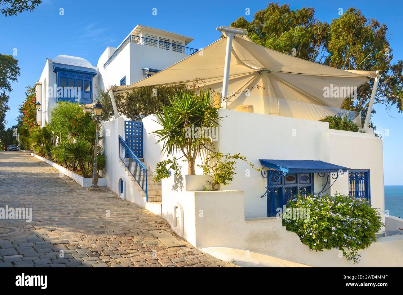 Sidi Bou Said, Tunisia. A famous village with traditional white and ...
