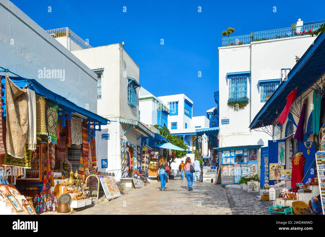 Sidi Bou Said, Tunisia. A famous village with traditional white and ...