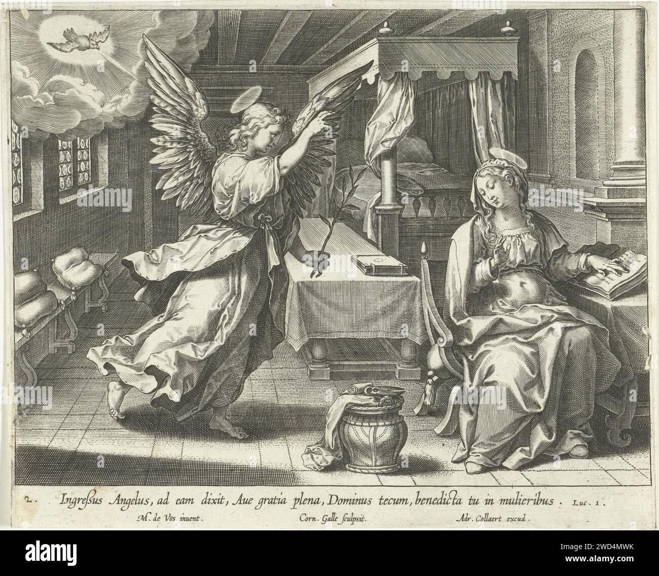 Annunciation, Cornelis Galle (I), After Maerten de Vos, 1598 - 1618 ...