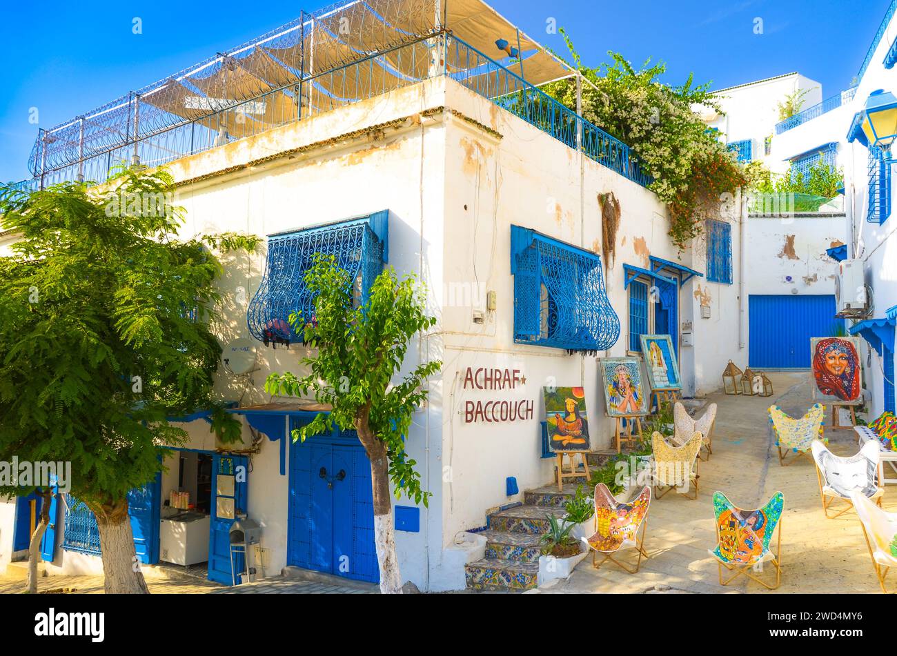 Sidi Bou Said, Tunisia. A famous village with traditional white and ...