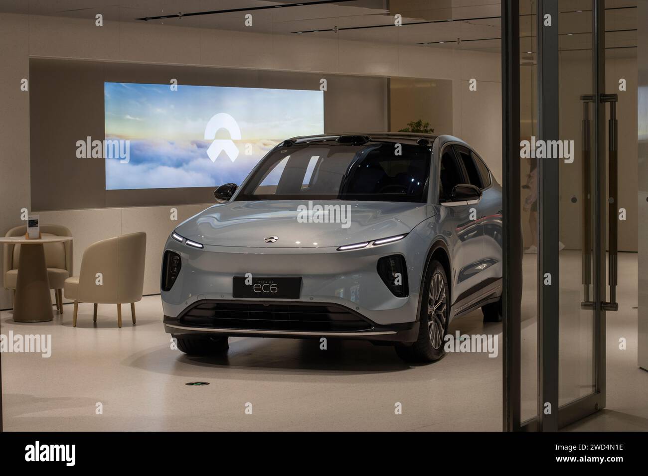 NIO EC6, a smart electric coupe SUV, is displayed in a NIO store in Beijing, China, on Tuesday ...