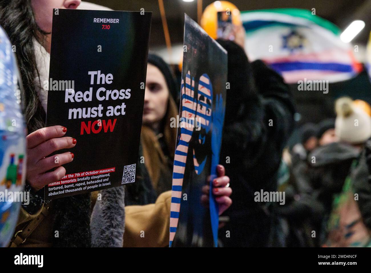 Red Cross HQ, London, UK. 18th January 2024. A vigil held outside The ...