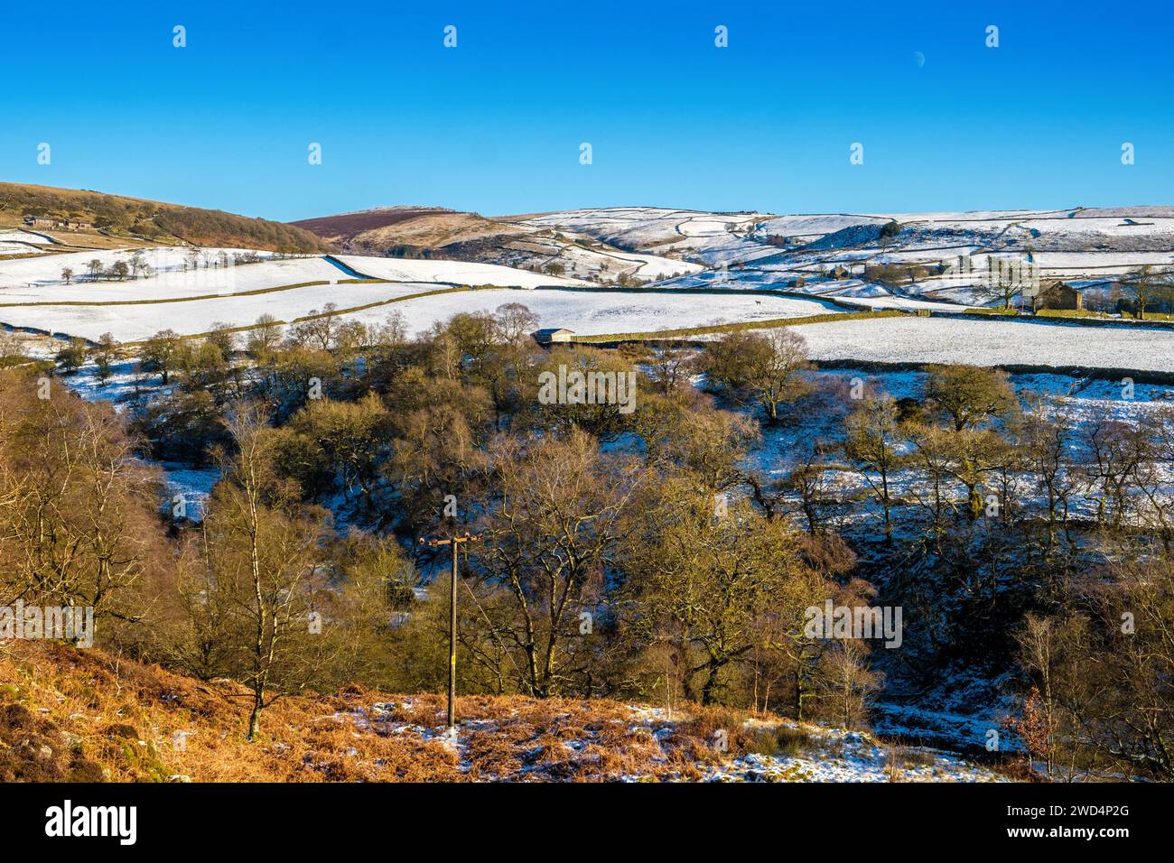 The Staffordshire Moorlands in winter near Flash in the Peak District ...